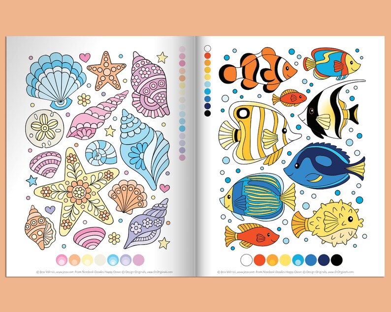 Coloring Book: Notebook Doodles Happy Ocean Coloring Book - Etsy