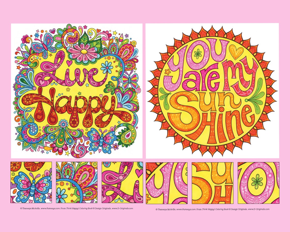 Coloring Book: Think Happy Coloring Book Adult Coloring - Etsy