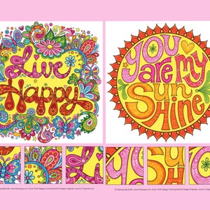 Coloring Book: Think Happy Coloring Book Adult Coloring Book - Etsy