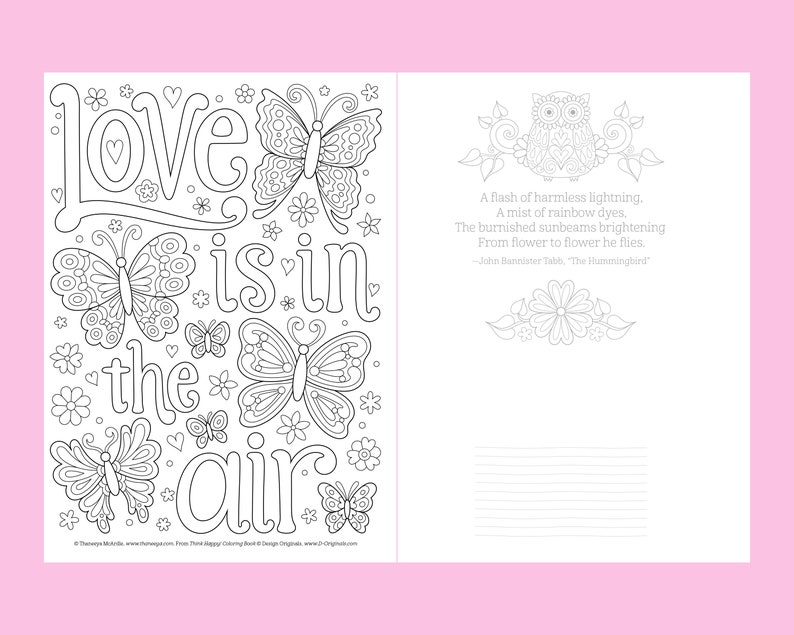 Coloring Book: Think Happy Coloring Book Adult Coloring - Etsy