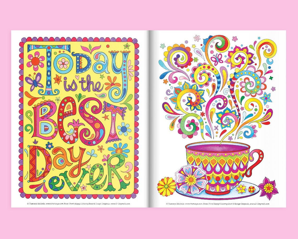 Coloring Book: Think Happy Coloring Book Adult Coloring - Etsy
