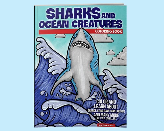 Coloring Book: Sharks & Ocean Creatures Color and Learn - Etsy