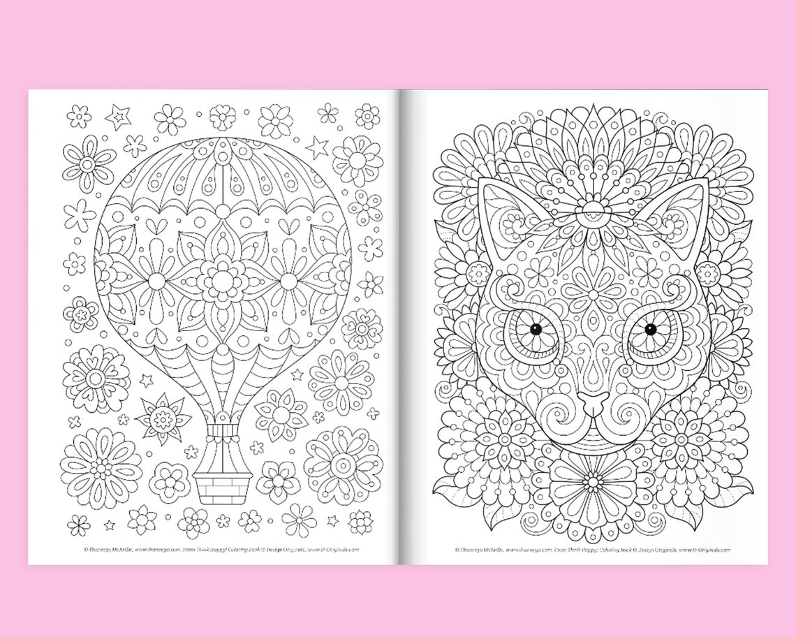Coloring Book: Think Happy Coloring Book Adult Coloring - Etsy
