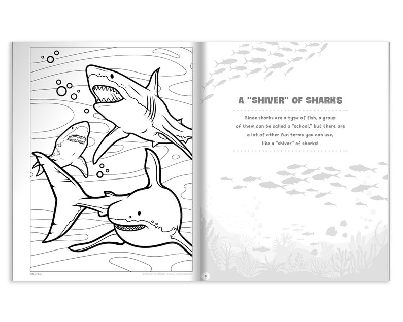 Coloring Book: Sharks & Ocean Creatures Color and Learn - Etsy
