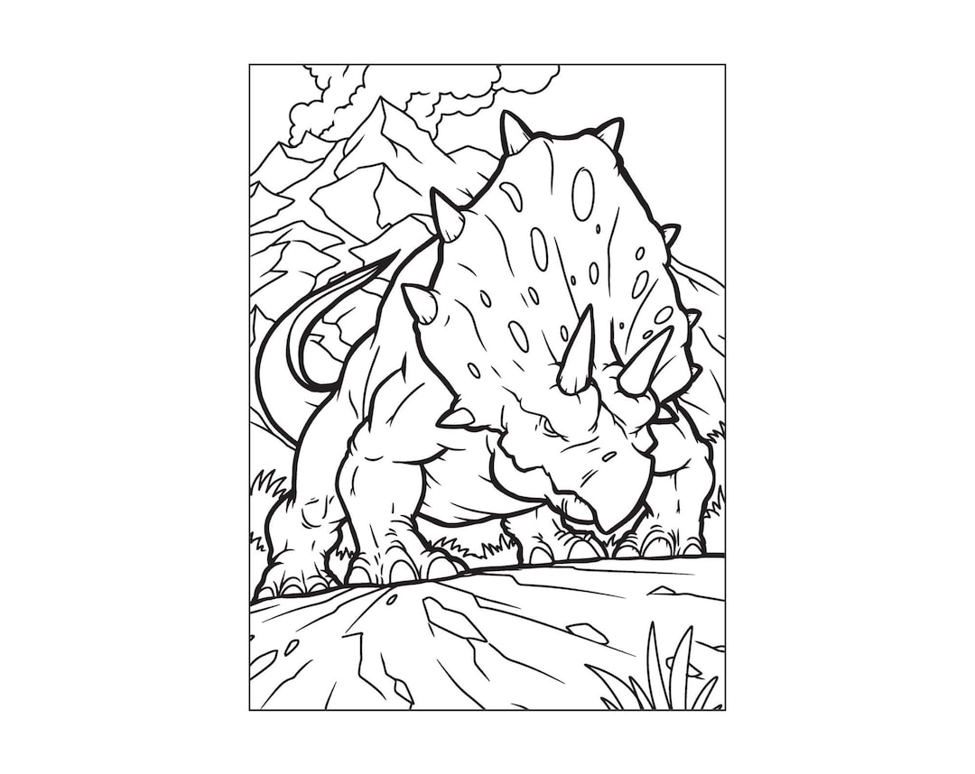 18x24 Kids Dinosaur Coloring Poster: Triceratops DIY Child - Etsy