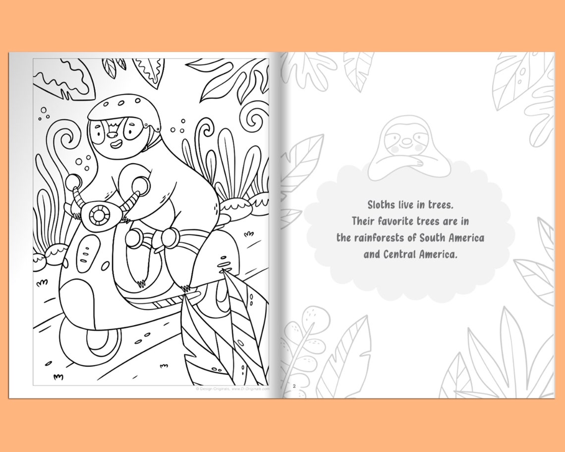 Coloring Book: Sloths Sloth Gifts Awesome Coloring Pages - Etsy