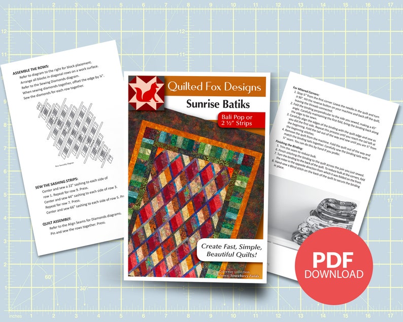 Pattern Download:sunrise Batiks Printable Quilt Pattern PDF - Etsy