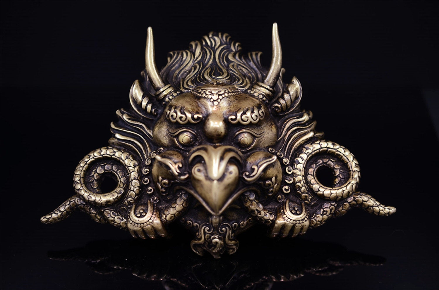 Tibetan/nepalese Bronze Masks Dapeng Bird, God Bird, Jialou Luo Bird - Etsy
