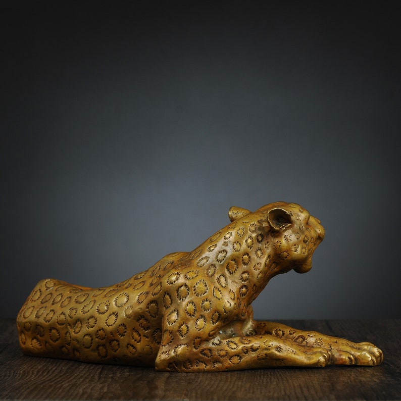 Chinese Antique Bronze Cheetah Sculpture, Sculpture Art, Animal ...