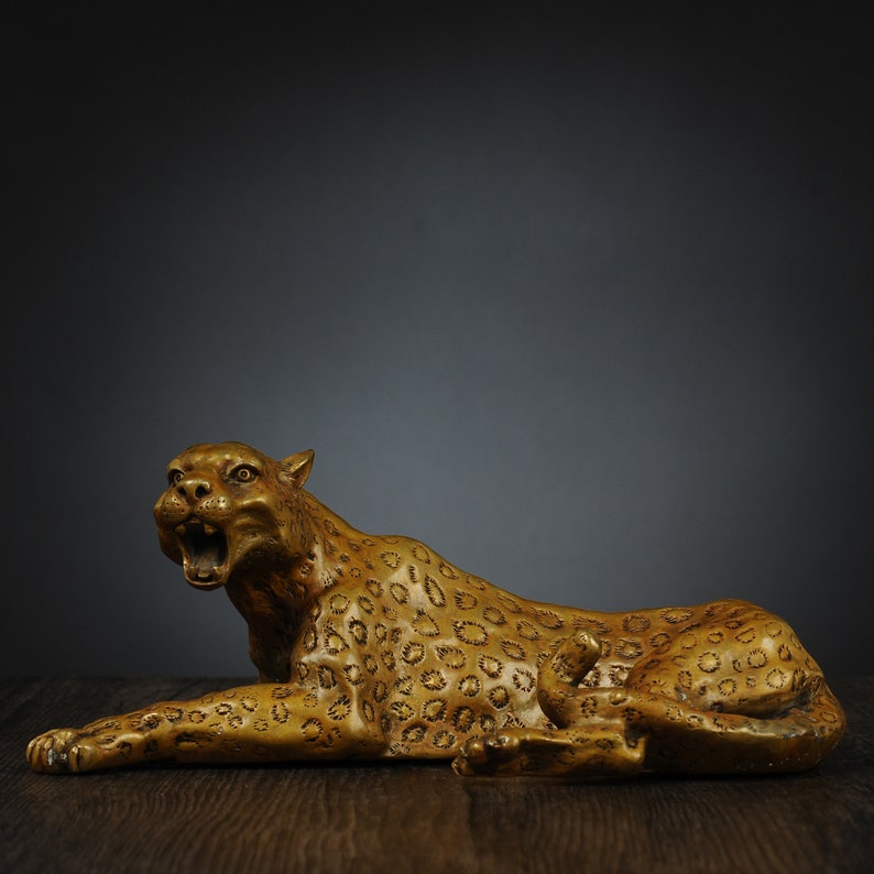 Chinese Antique Bronze Cheetah Sculpture, Sculpture Art, Animal ...