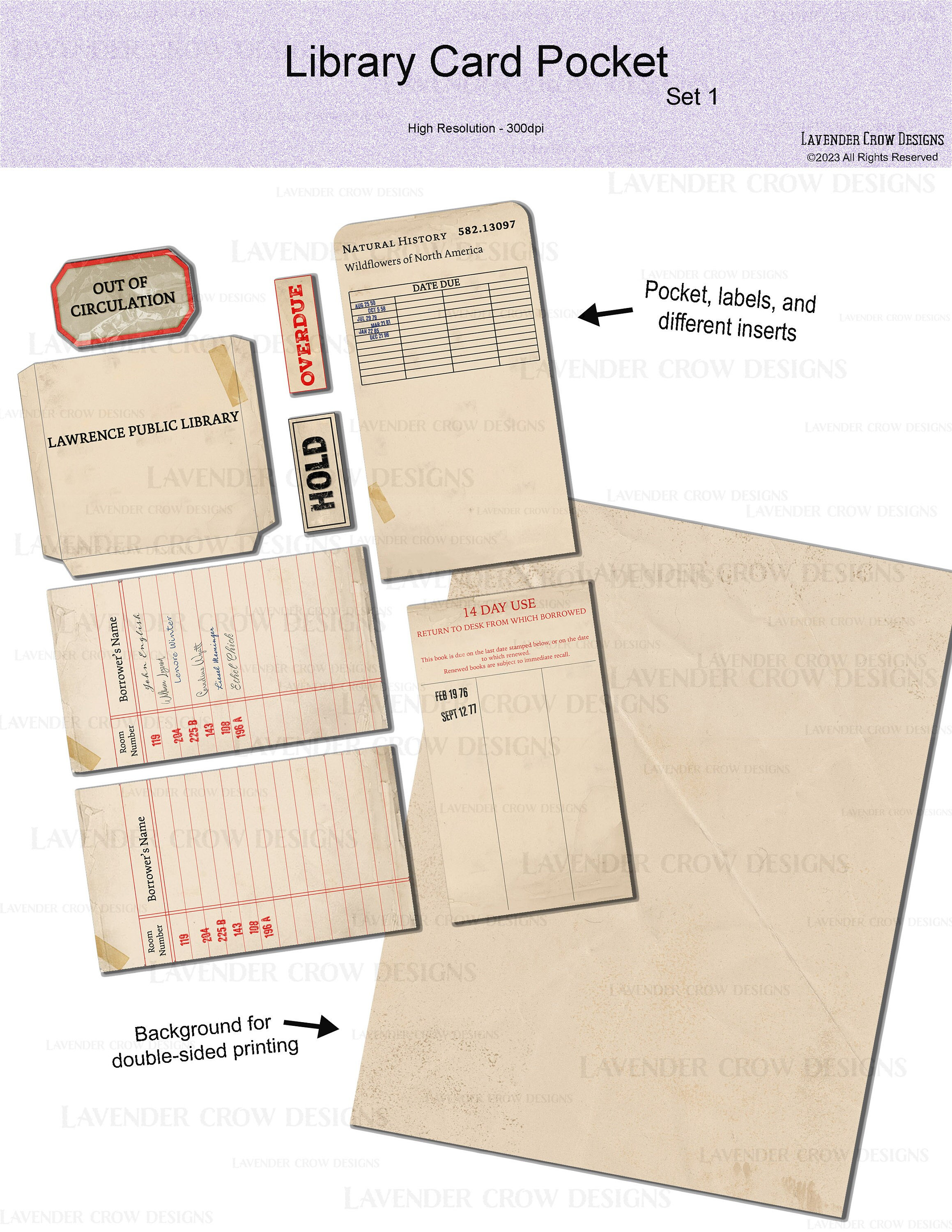 Library Card Pocket for Junk Journals, Vintage Library Card, Junk ...