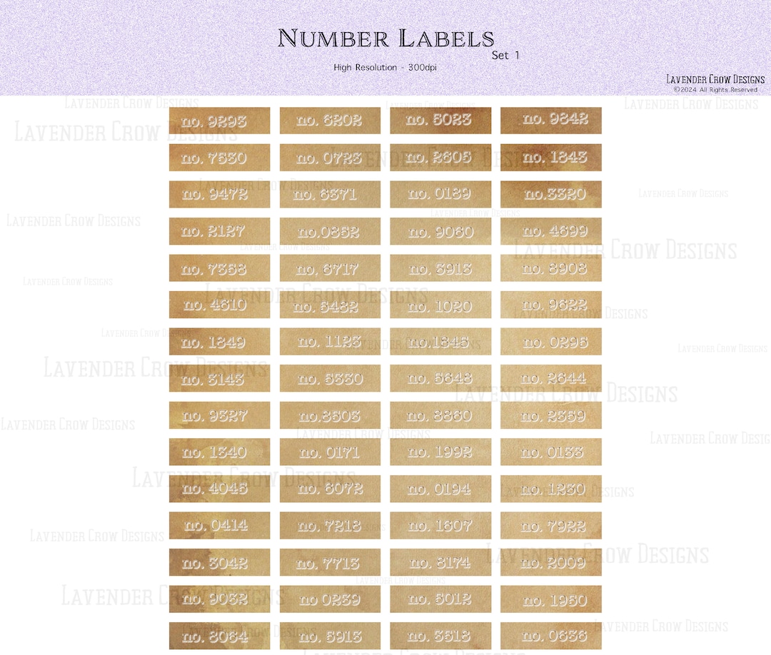 Number Labels, Junk Journal Labels, Embossed Number Labels, Vintage ...