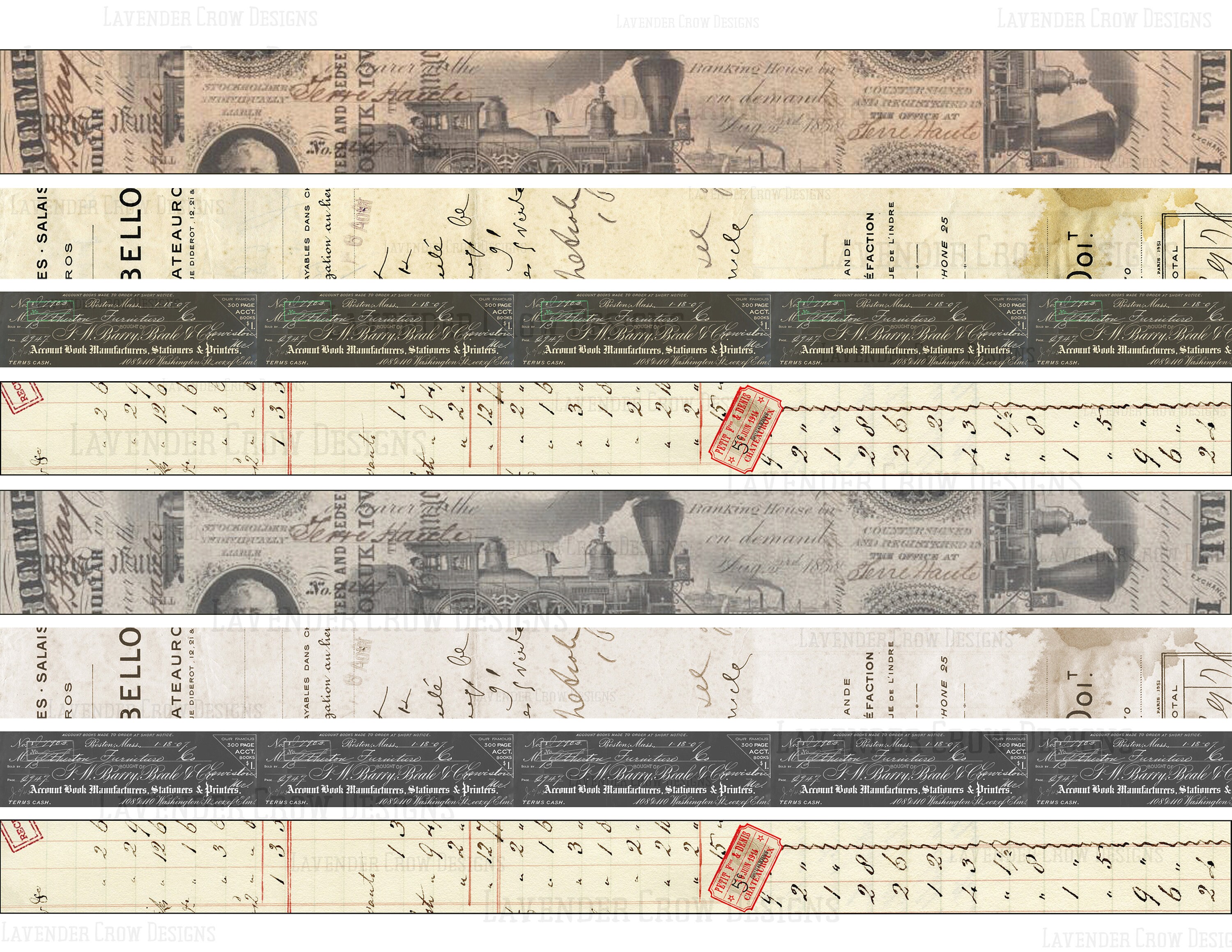 Printable Washi, Written History Washi, Junk Journal Ephemera, Vintage ...
