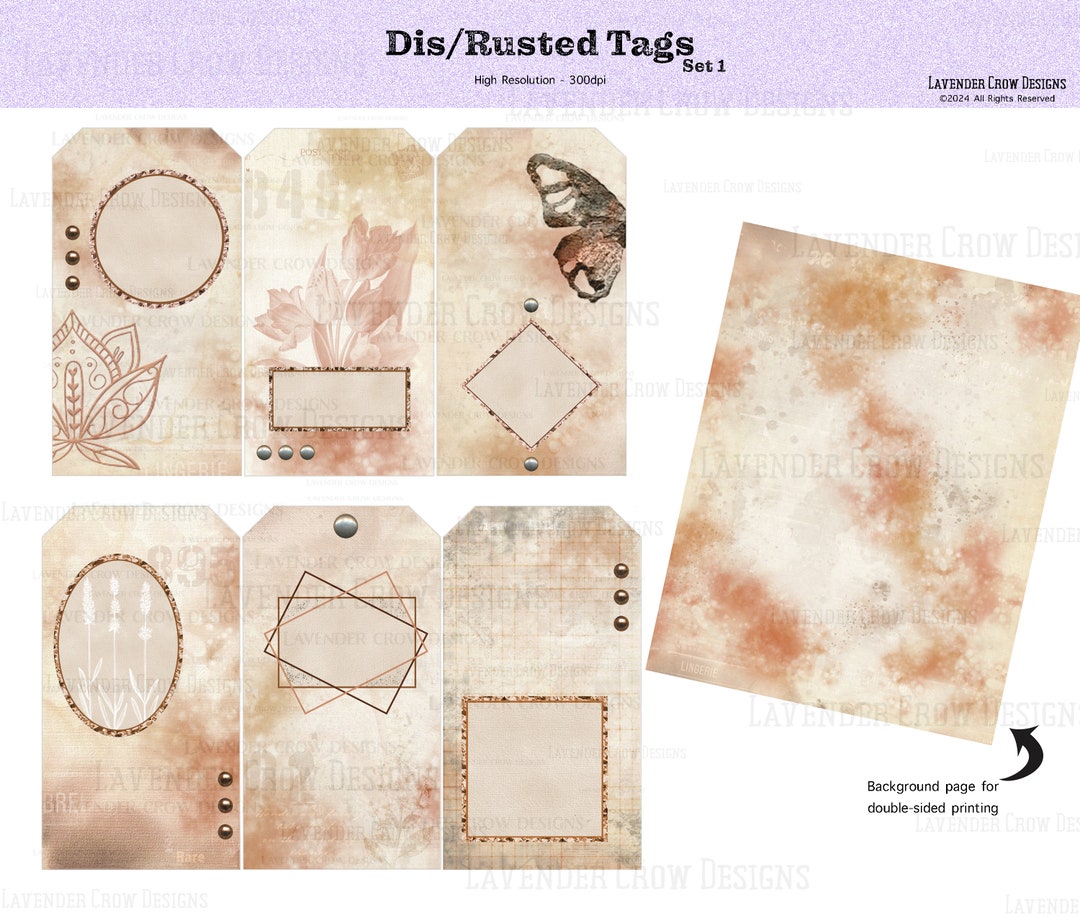 Distressed Rusted Tags for Junk Journals, Vintage Tags, Dis/rusted Tags ...