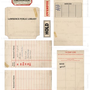 Vintage Library Card Pocket, Junk Journal Ephemera (digital Download ...