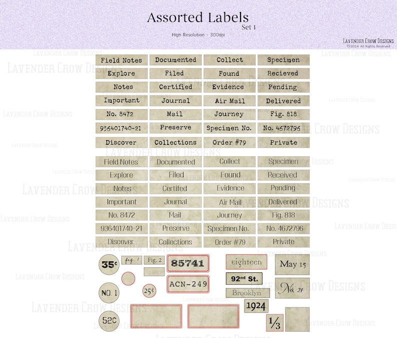 Assorted Labels, Printable Labels, Assorted Labels Set 1, Junk Journal ...