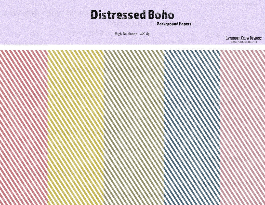 Digital Junk Journal Kit, Distressed Striped Background Papers, Vintage ...