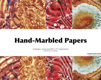 Red Marbled Paper | Etsy