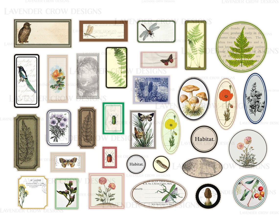 Assorted Nature Labels for Junk Journals - Etsy