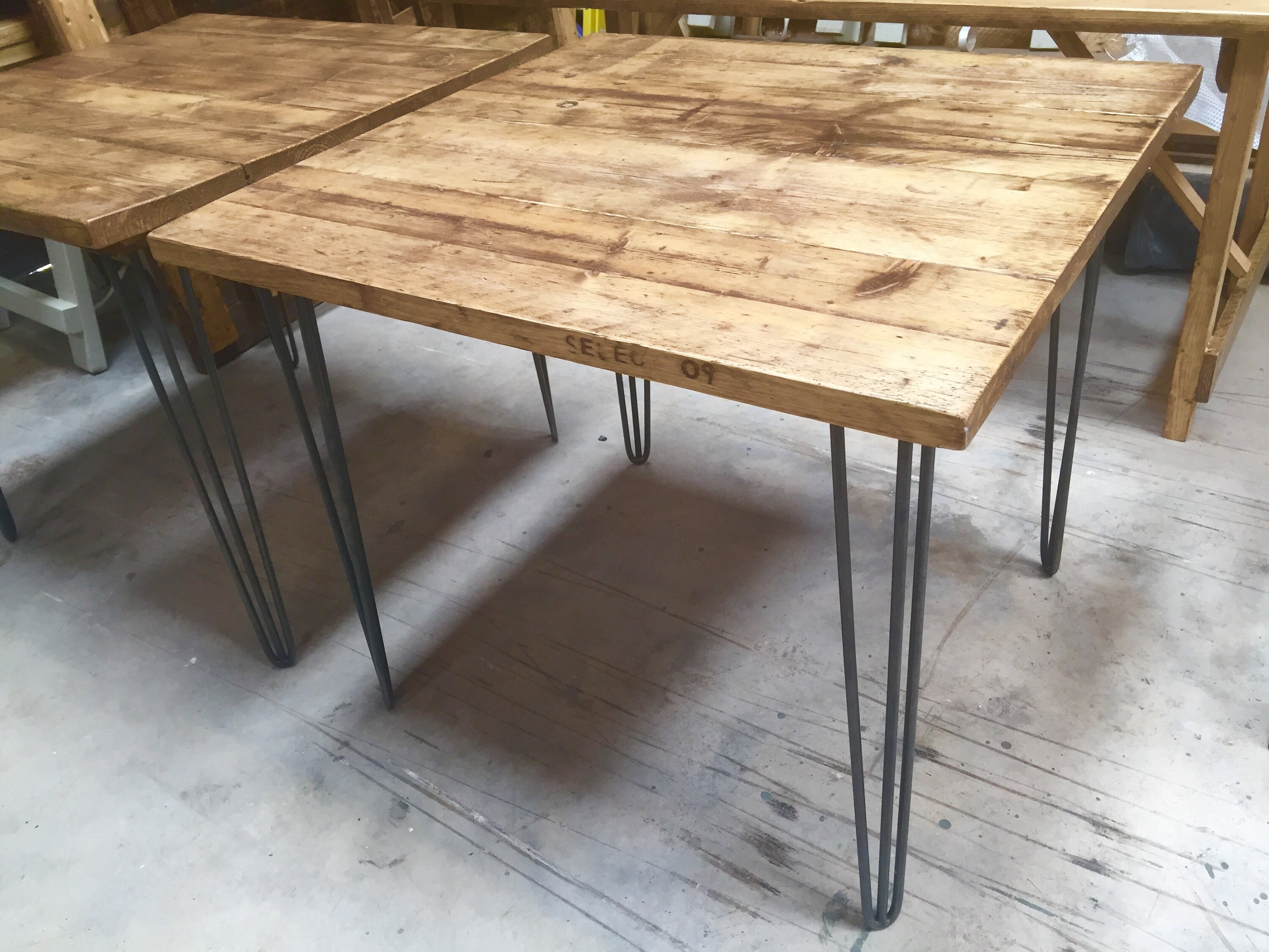 Square Rustic Bistro Table Industrial Hairpin Legs Bistro / | Etsy