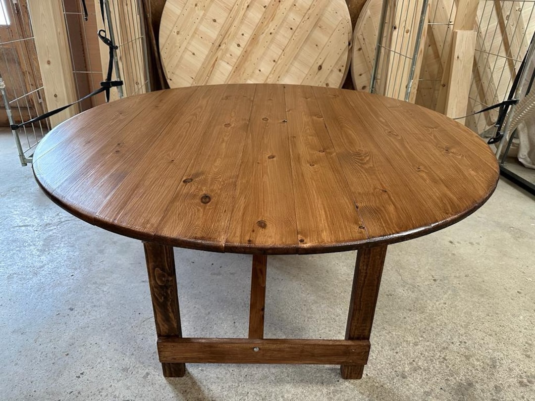 Folding Rustic Round Trestle Table 5ft / 5ft6 / 6ft - Etsy