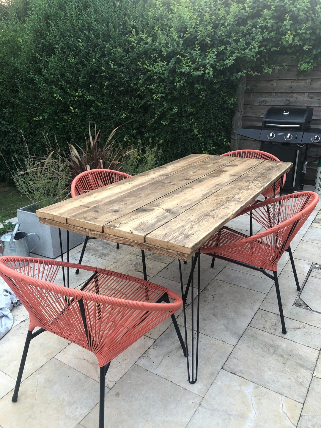 Garden Table - Rustic With Hairpin Legs - Etsy UK