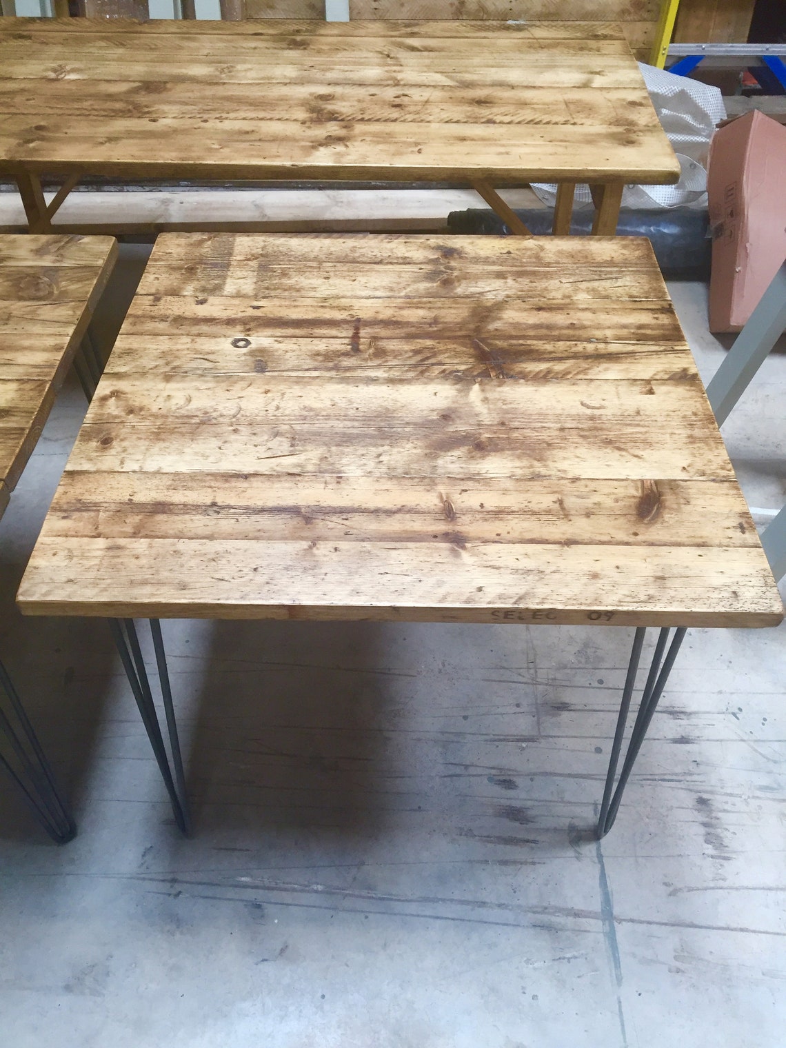 Square Rustic Bistro Table Industrial Hairpin Legs Bistro / | Etsy