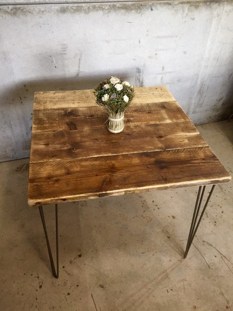 Square Rustic Bistro Table - Industrial Hairpin Legs Bistro / Cafe / Restaurant Table - Etsy UK
