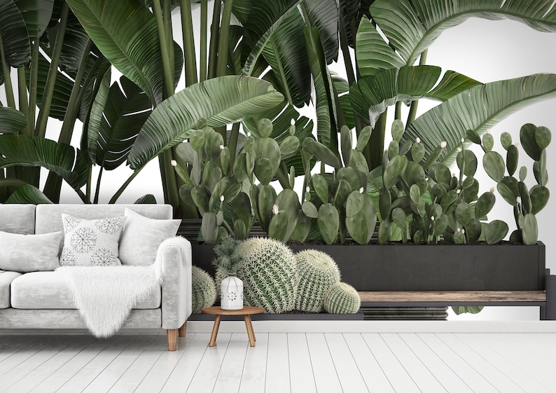 Tropical Plants Wall Mural 331411250 Muraledesign.com - Etsy