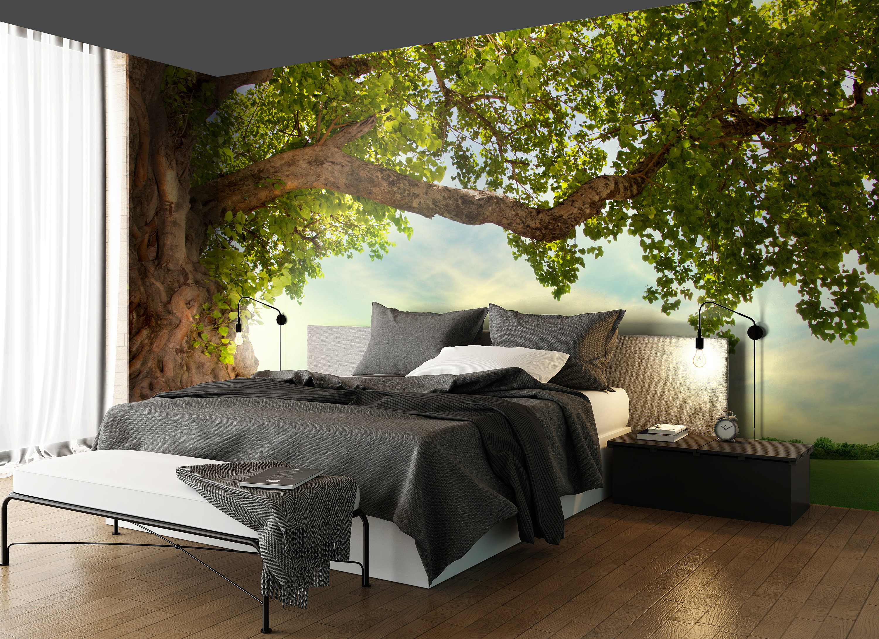 Big Tree With Fresh Green Leaves Wall Mural 78032212 - Etsy