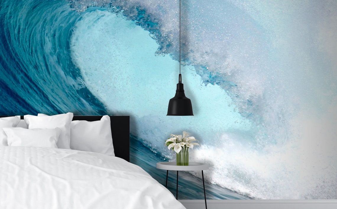 Blue Ocean Surfing Wave Wall Mural 83437879 Muraledesign.com - Etsy