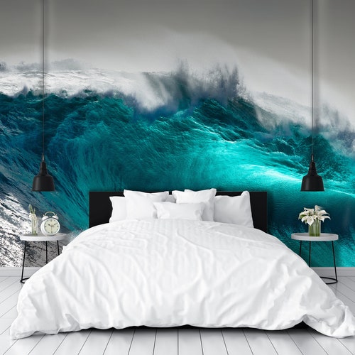 Blue Ocean Surfing Wave Wall Mural 83437879 Muraledesign.com - Etsy