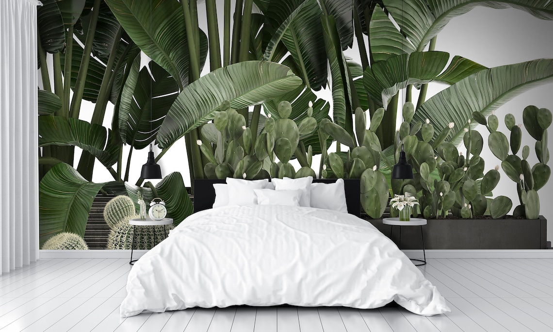 Tropical Plants Wall Mural 331411250 Muraledesign.com - Etsy