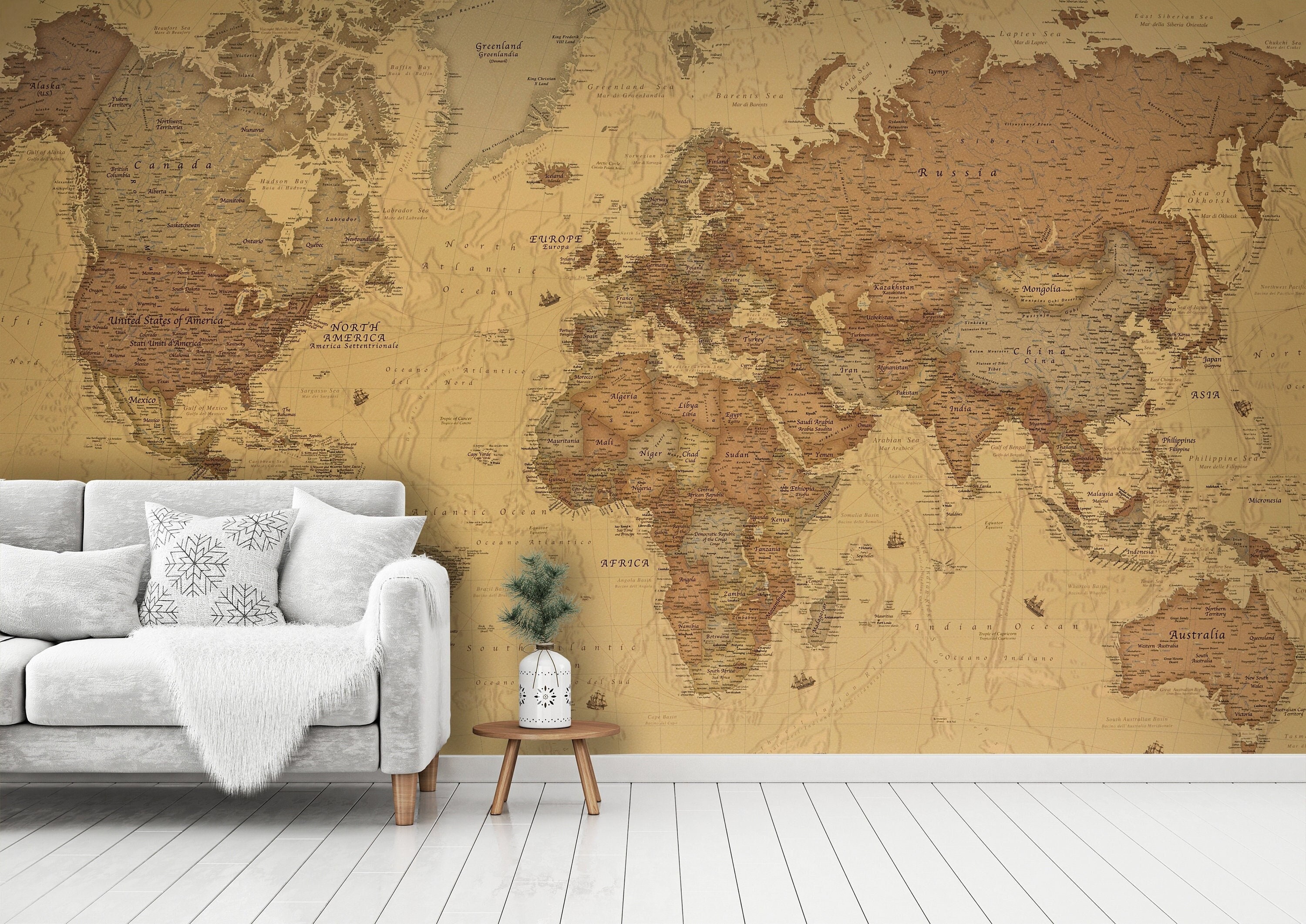 World Map Wall Mural 60784042 Muraledesign.com - Etsy