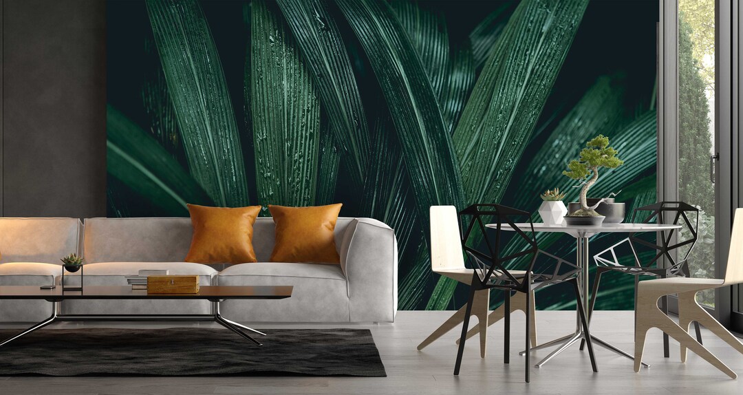 Big Green Leaf Mural Wallpaper, 194413857 Muraledesign.com - Etsy