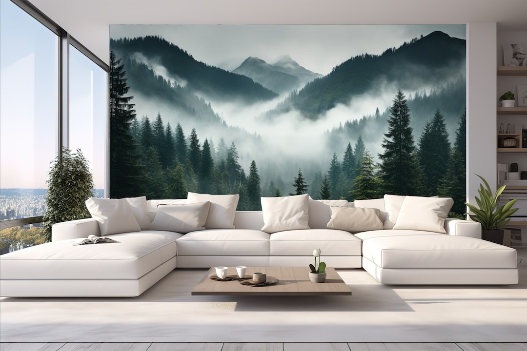 Misty Forest Wall Mural 630245727 Muraledesign.com - Etsy