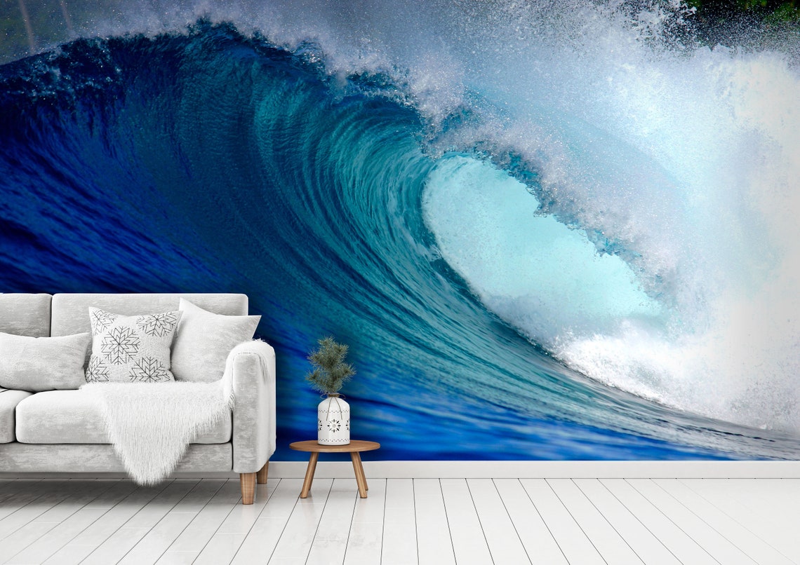 Blue Ocean Surfing Wave Wall Mural- 83437879- Muraledesign.com - Etsy