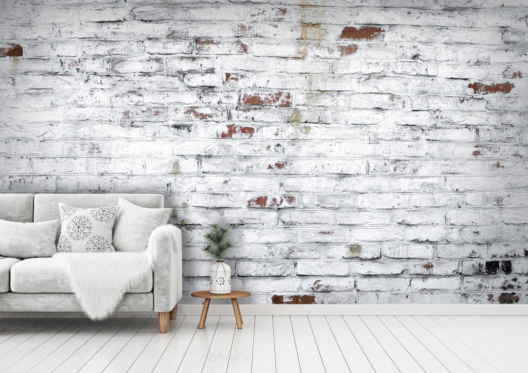 White Brick Wall Mural - 58588267 - Muraledesign.com - Etsy