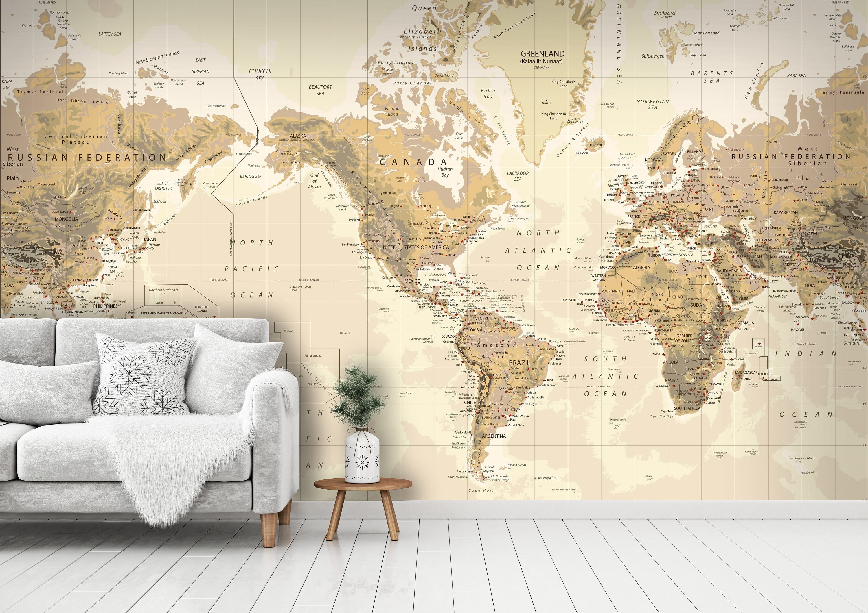 World Map Wall Mural - 172255527 - Muraledesign.com - Etsy