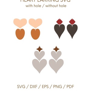 Heart Earring Cut Files, Heart Earrings SVG, Love Earrings, Valentine ...