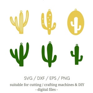 Cactus Earring SVG, Plant and Botanical Earring Template Bundle Cut ...