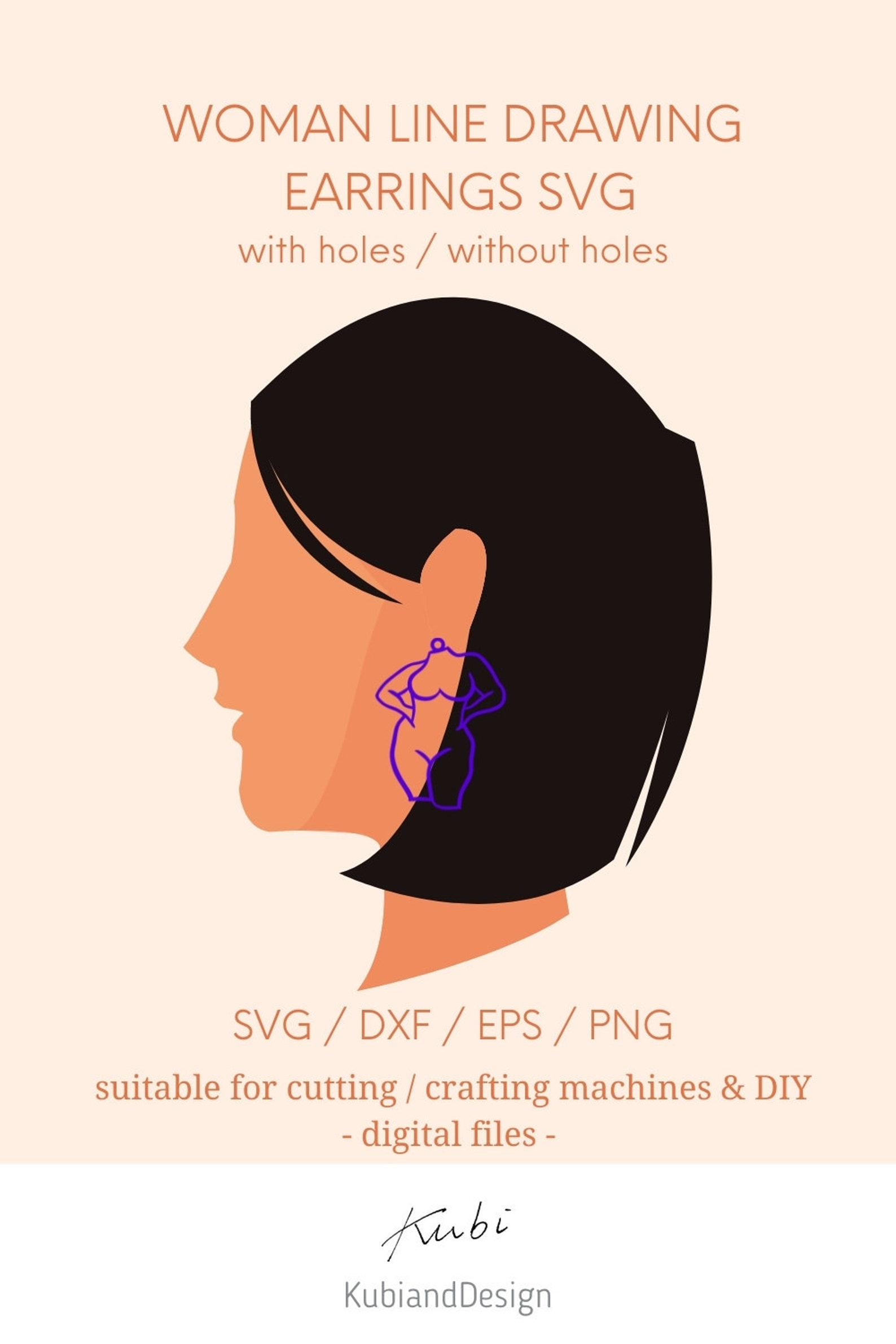 Female Body Earrings SVG, Body Positivity Line Art Earring Templates ...