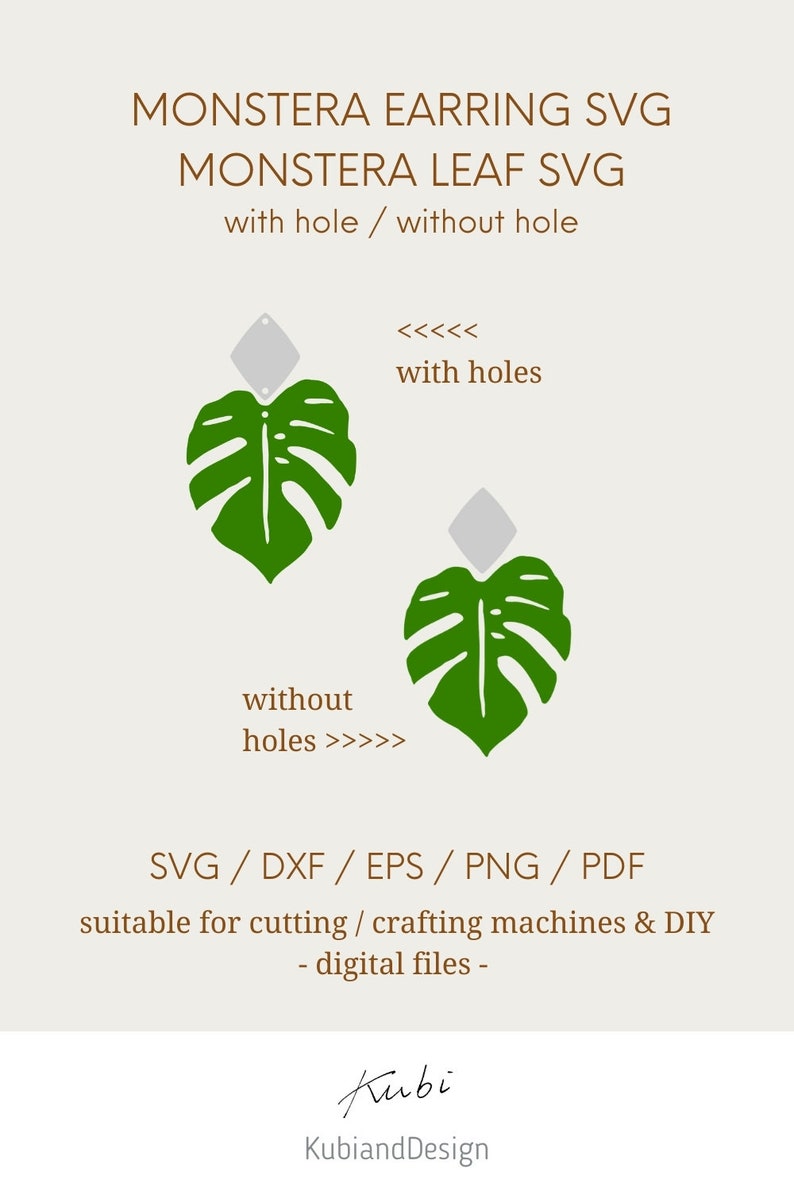 Monstera Earring SVG Leaf Earring Vector Botanical Jewelry - Etsy
