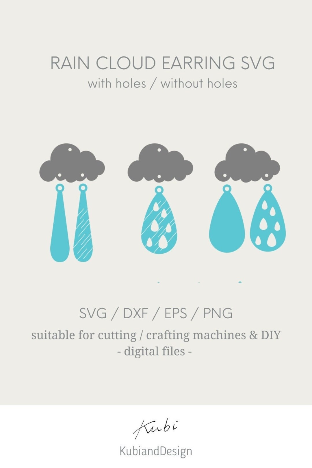 Cloud and Raindrop Earring SVG Cut Files, Dangle and Drop Earring ...