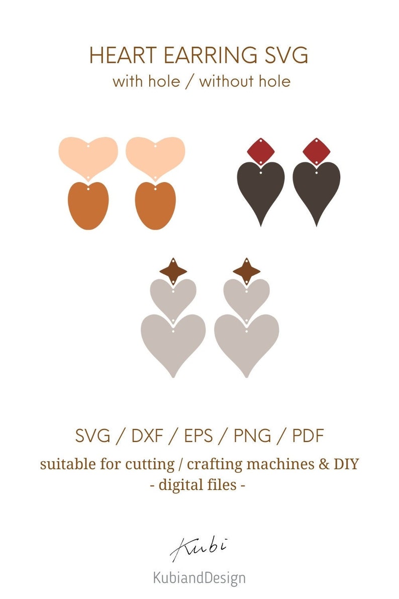 Heart Earring Cut Files, Heart Earrings SVG, Love Earrings, Valentine ...