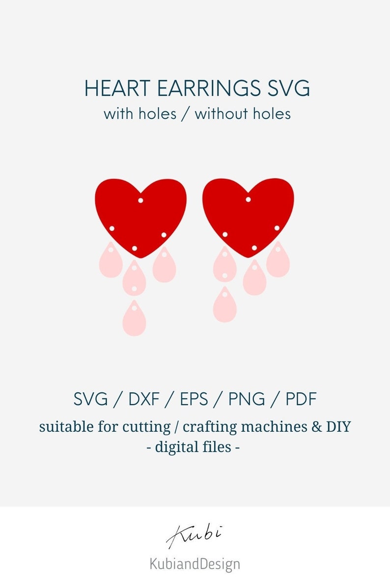 Heart Earrings SVG, Valentine Earring Laser Files, Chandelier Teardrop ...