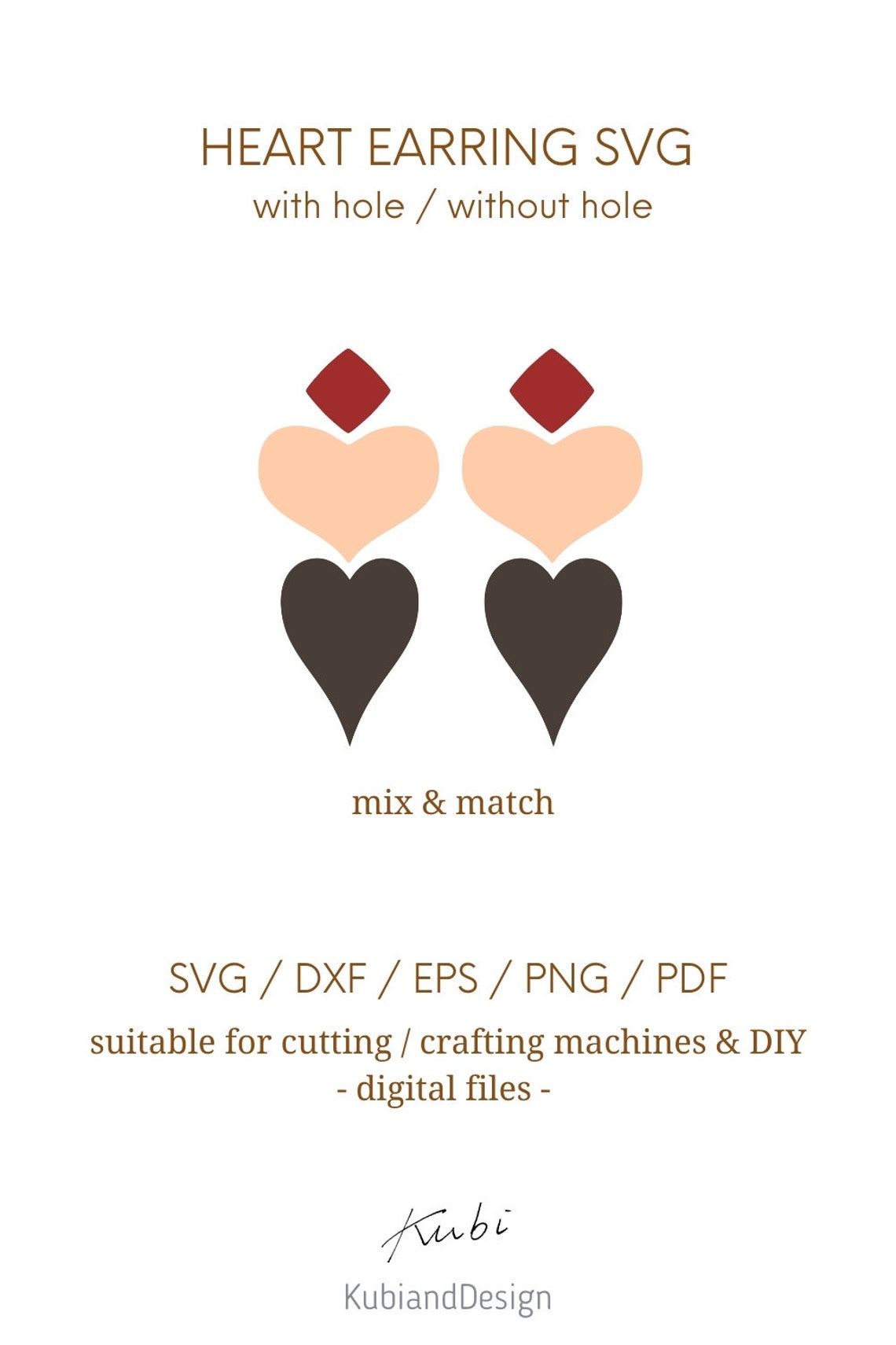 Heart Earring Cut Files, Heart Earrings SVG, Love Earrings, Valentine ...