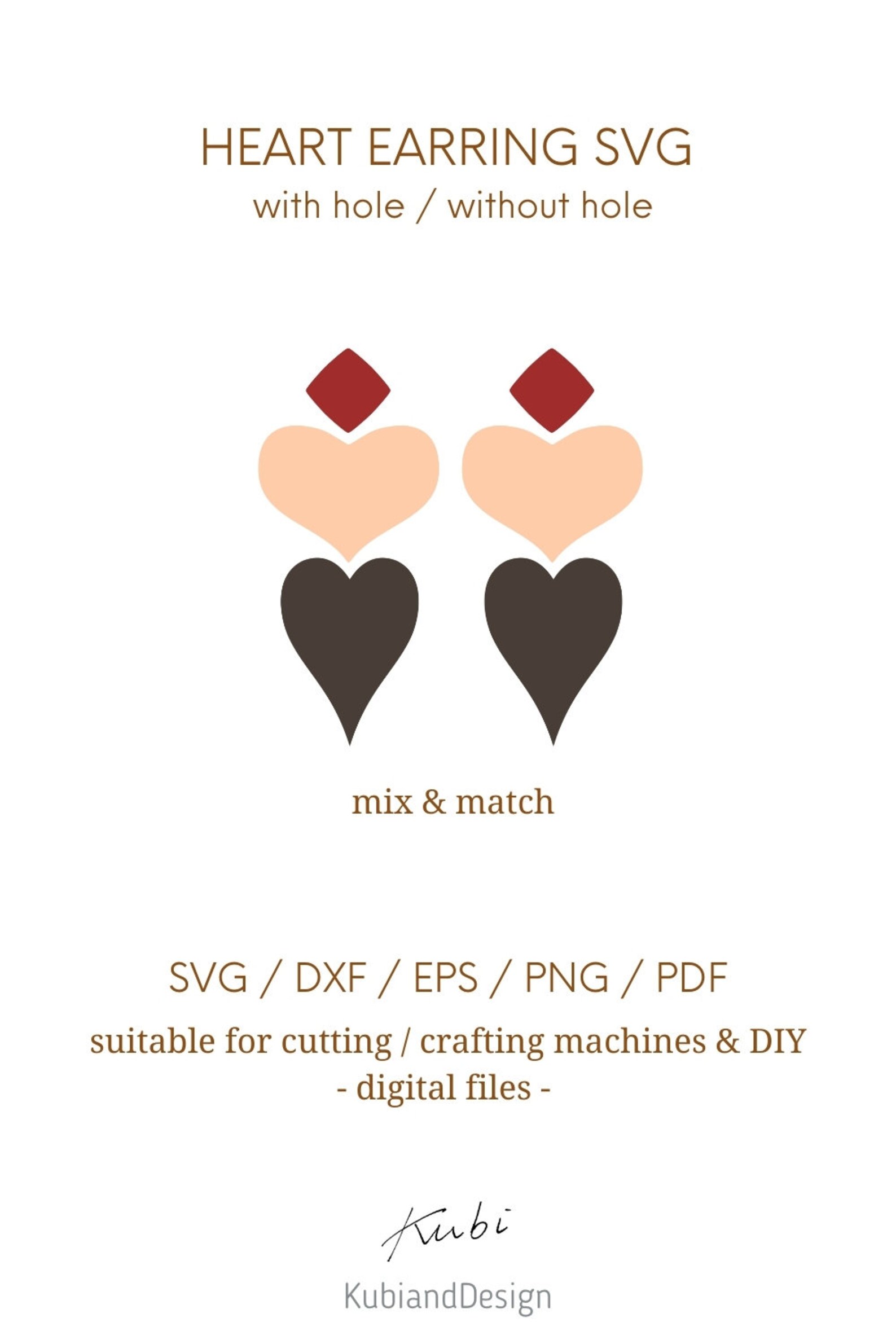 Heart Earring Cut Files, Heart Earrings SVG, Love Earrings, Valentine ...