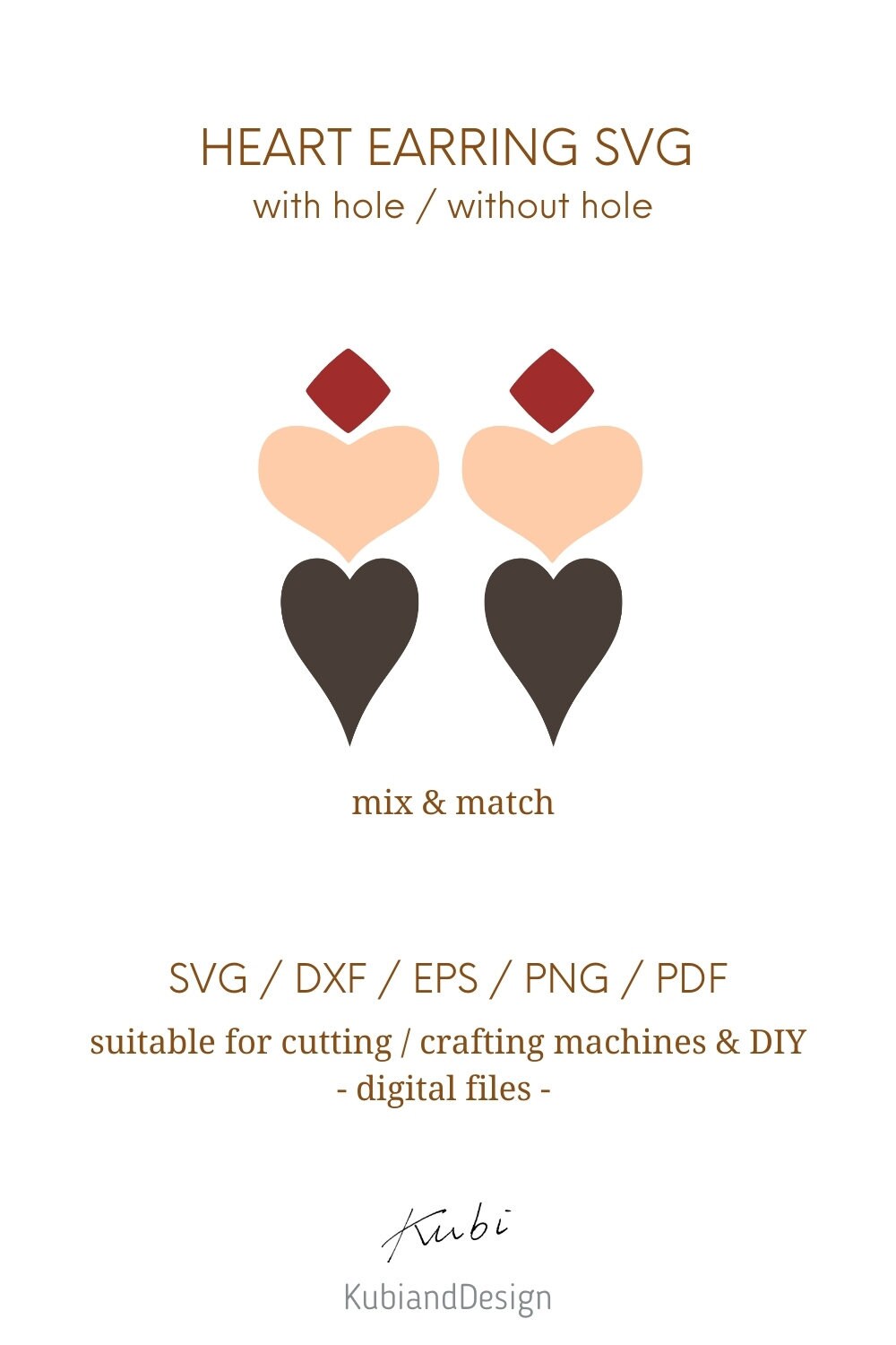 Heart Earring Cut Files, Heart Earrings SVG, Love Earrings, Valentine ...