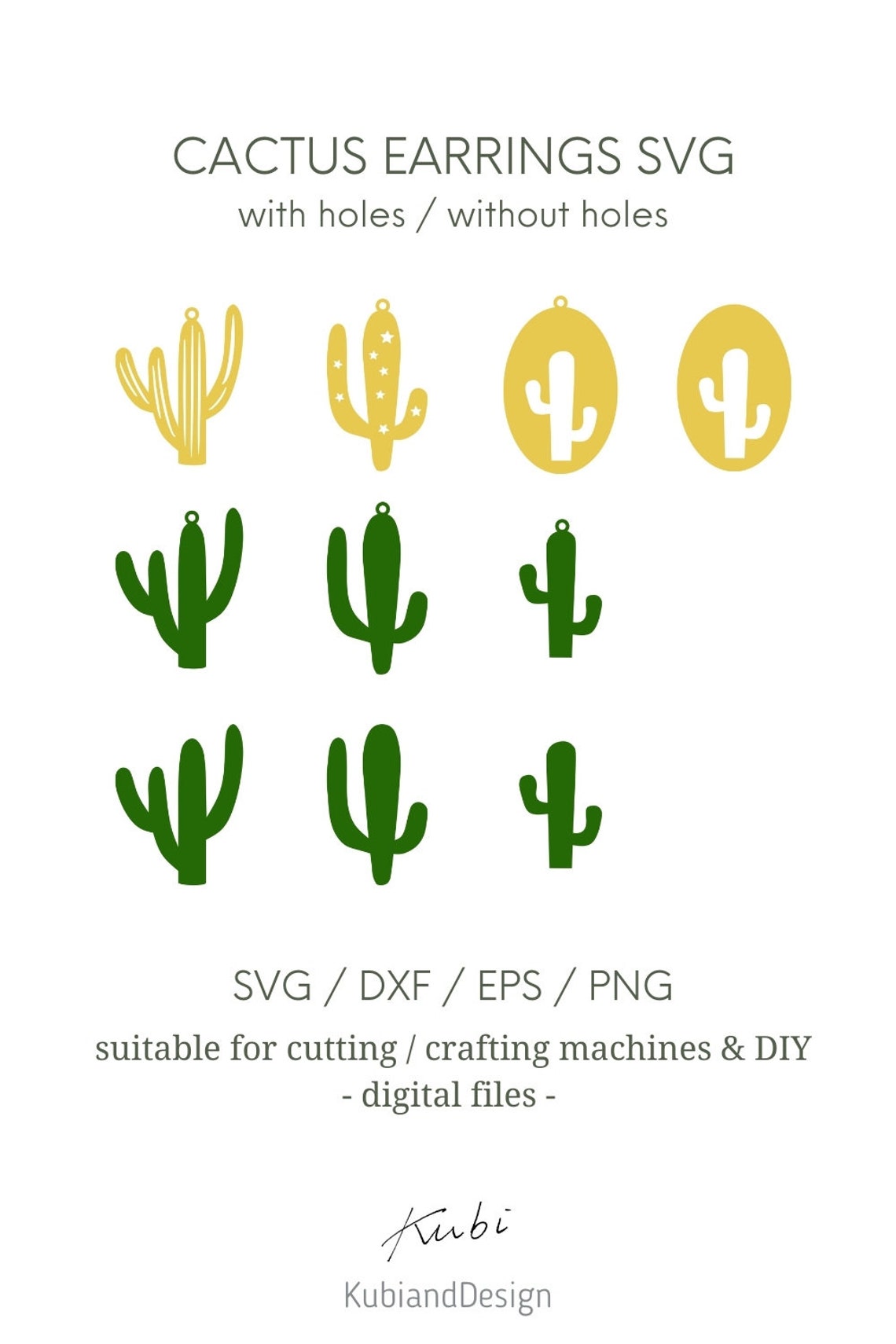 Cactus Earring SVG, Plant and Botanical Earring Template Bundle Cut ...